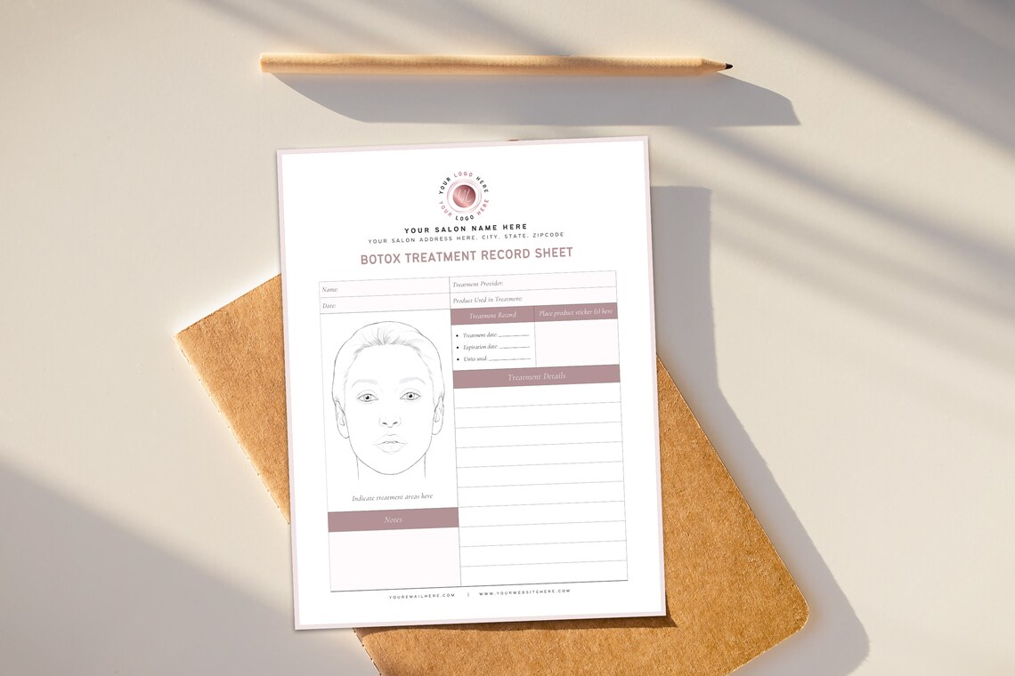 Botox Injection Treatment Record Form Canva Templates - Etsy