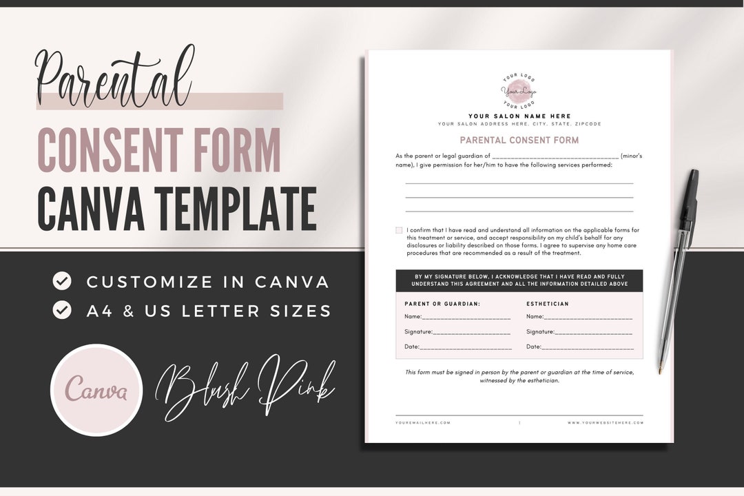 Parental Consent Form: Salon & Spa Business Template (canva Editable ...