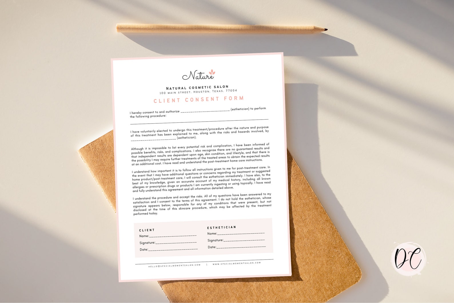 Client Consent Form Esthetician Canva Template Facial Consent Forms ...