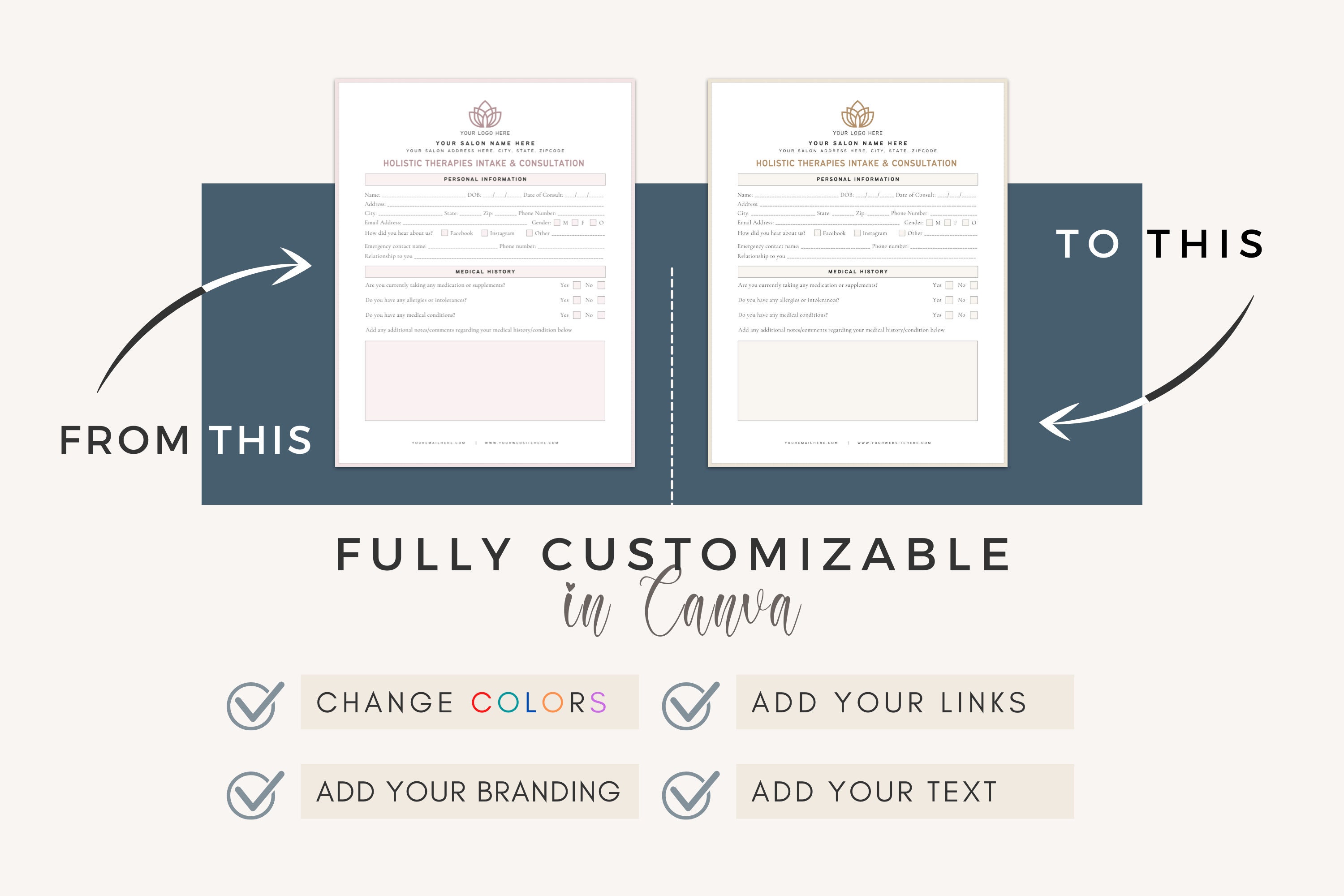 Holistic Therapy Intake | Canva Templates | Holistic Therapy Consent ...