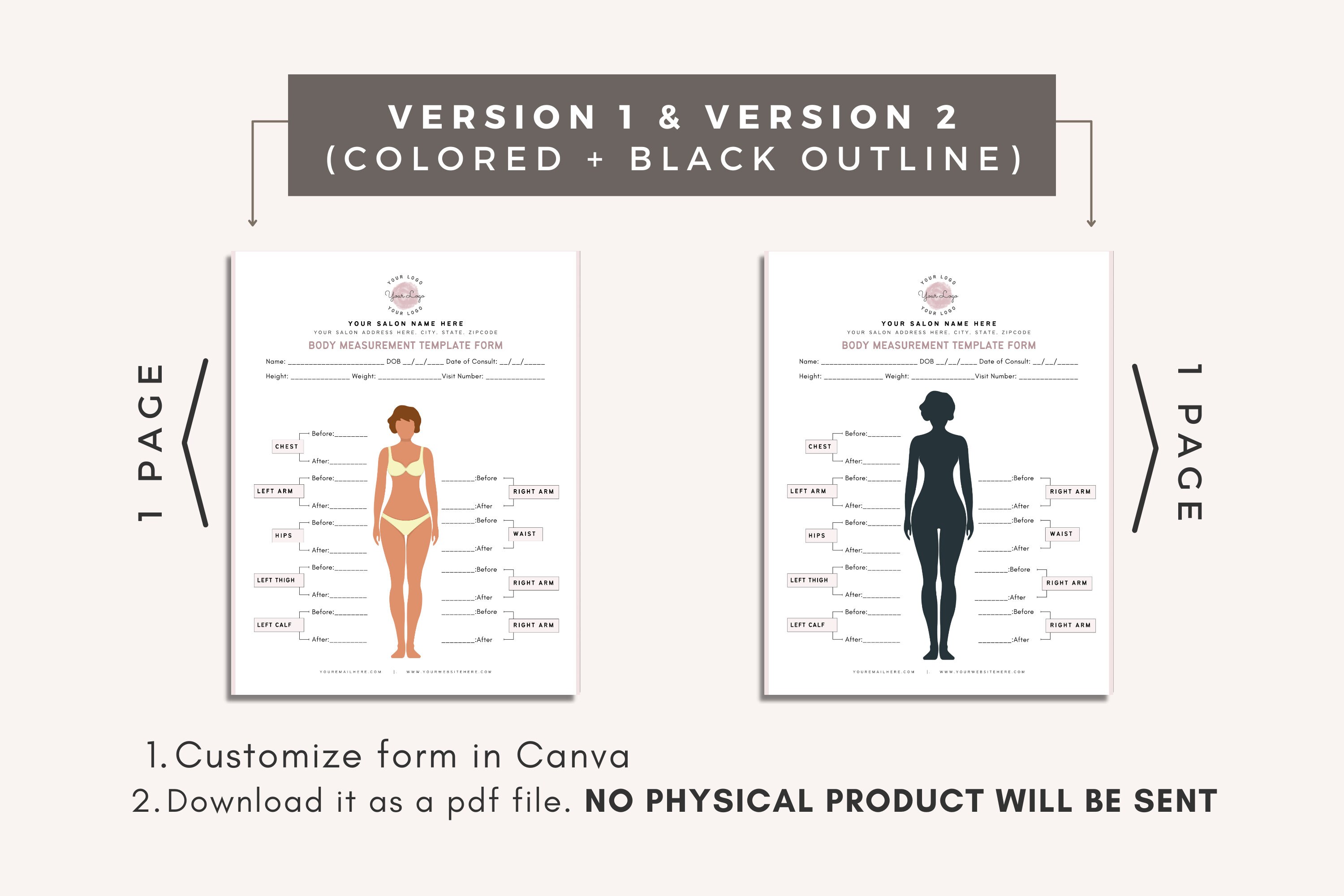 Body Measurement Form Client Body Measurement Intake Canva Templates ...