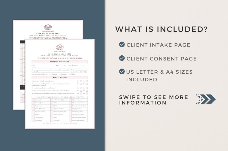 IV Hydration Consent Form | Canva Templates | IV Therapy Intake Form ...