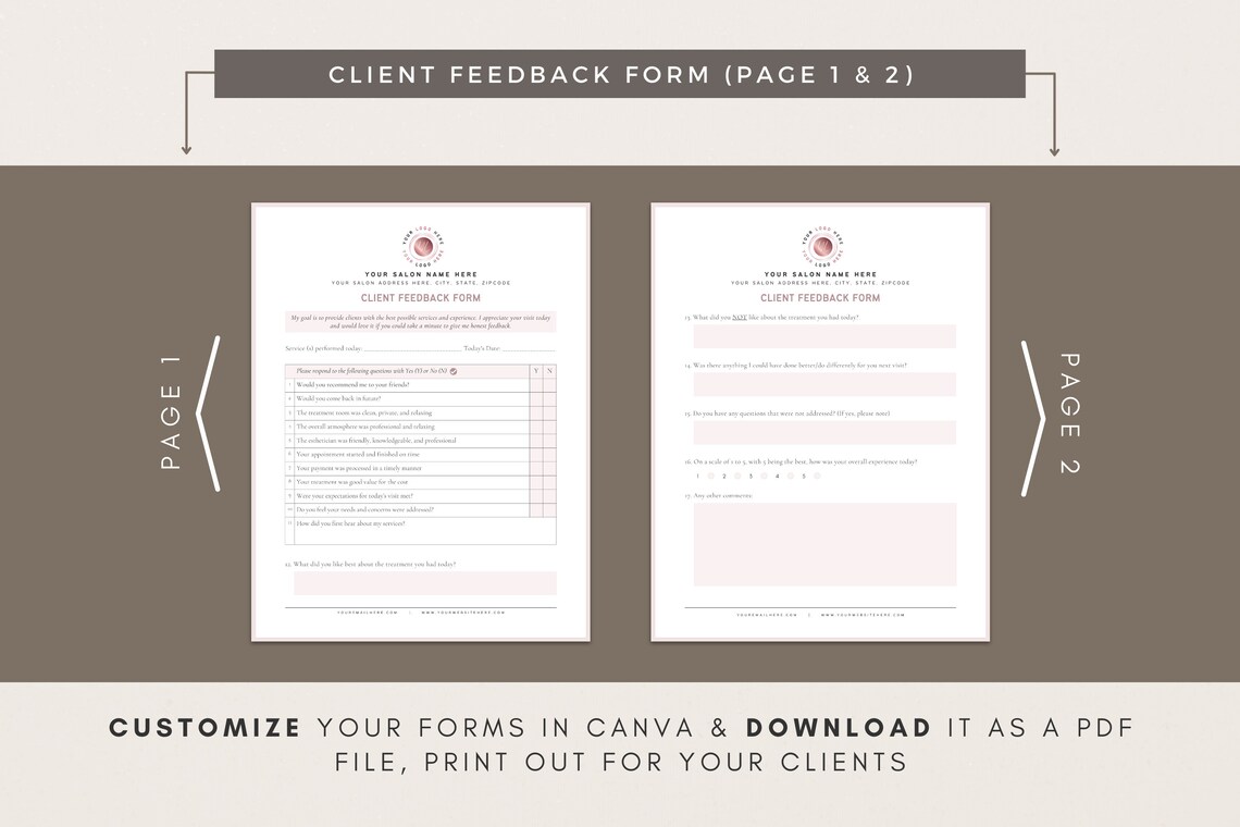 Client Feedback Form Canva Templates Salon Business | Etsy