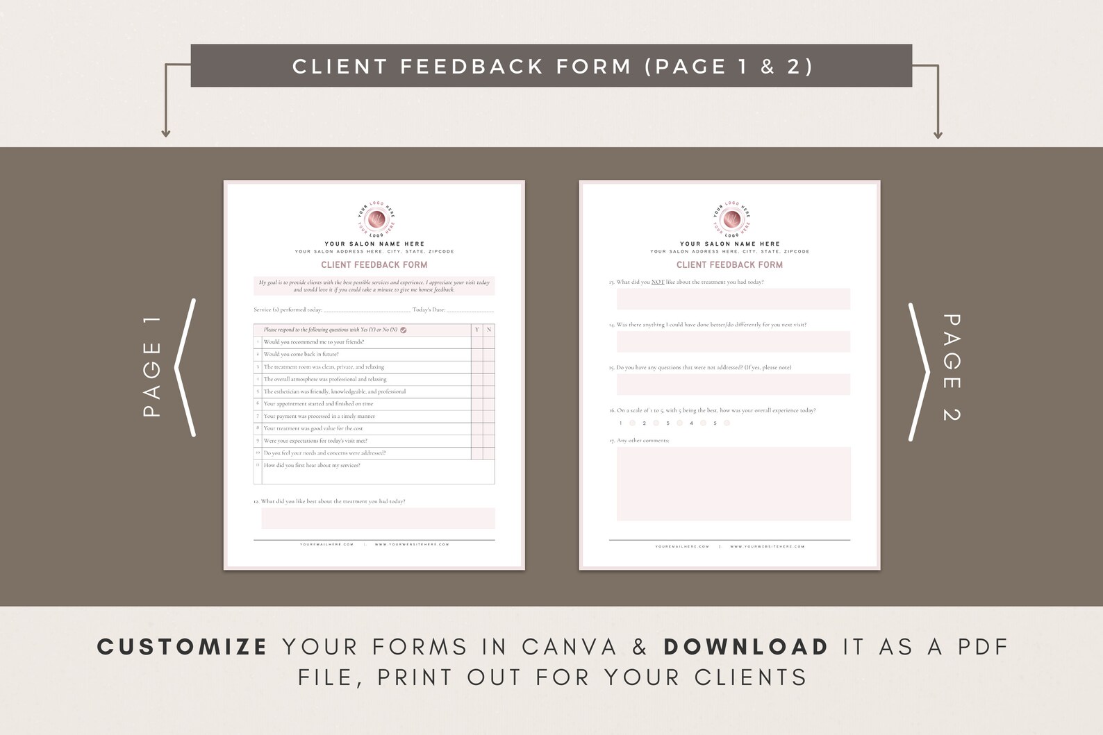 Client Feedback Form Canva Templates Salon Business - Etsy