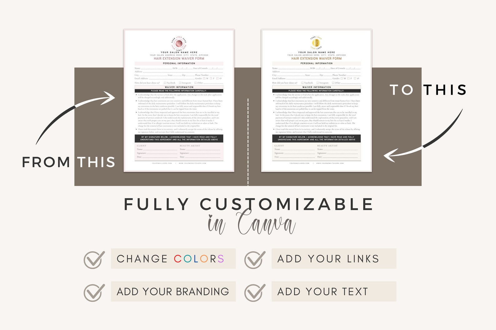 Hair Extension Waiver Form | Canva Templates | Salon Business Form ...