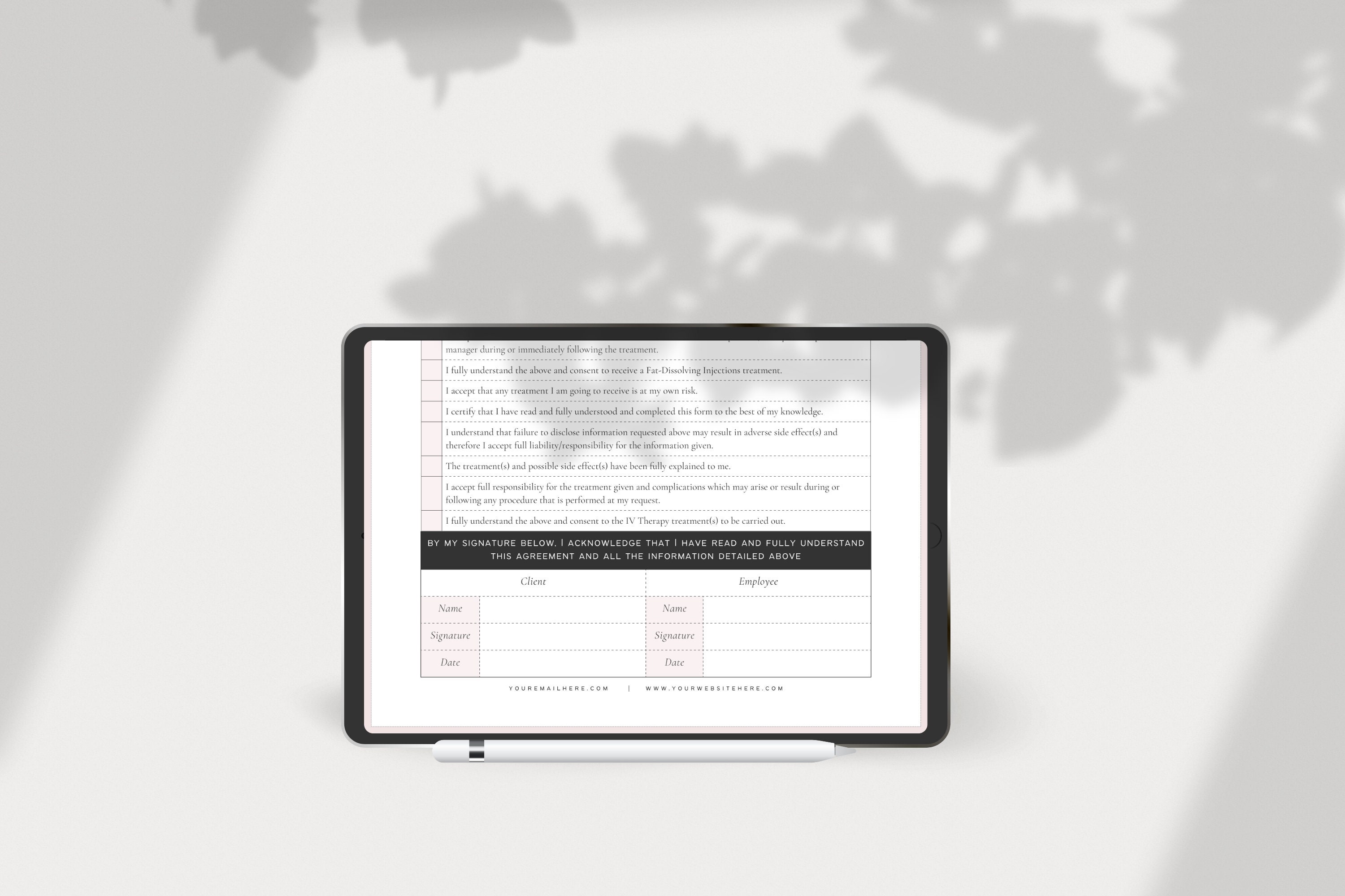 IV Hydration Consent Form | Canva Templates | IV Therapy Intake Form ...