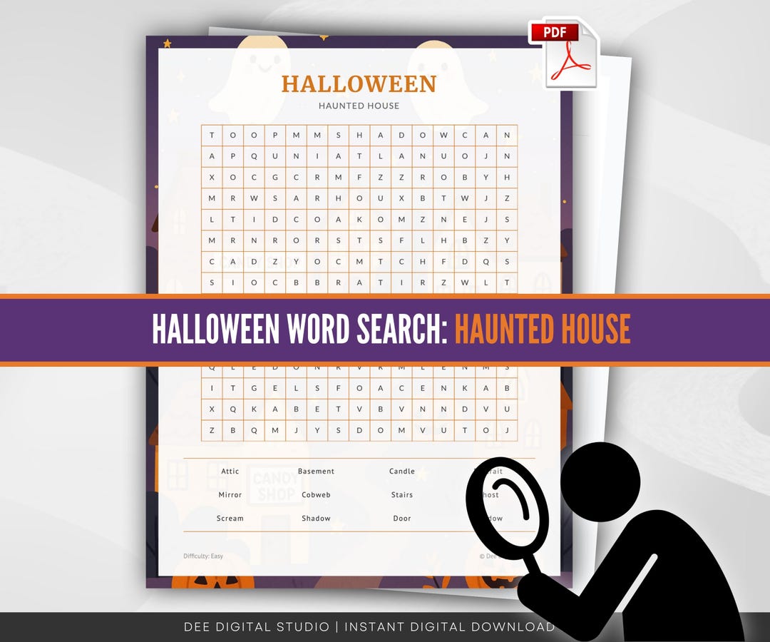 Haunted House Word Search Game | Halloween Printable PDF Game | Spooky ...