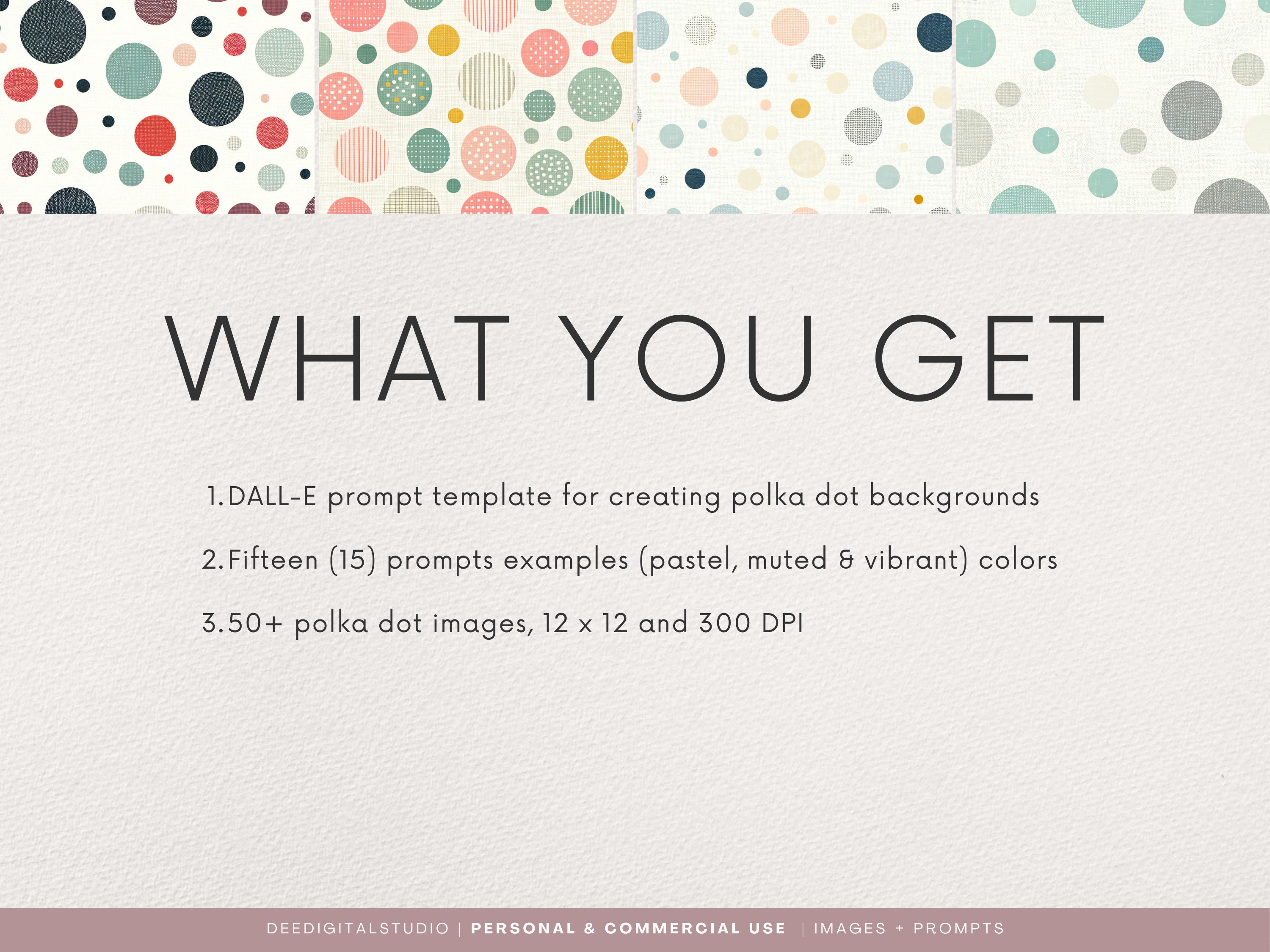 DALLE 3 Prompt Guide for Polka Dot Digital Pattern, Digital Scrapbook ...