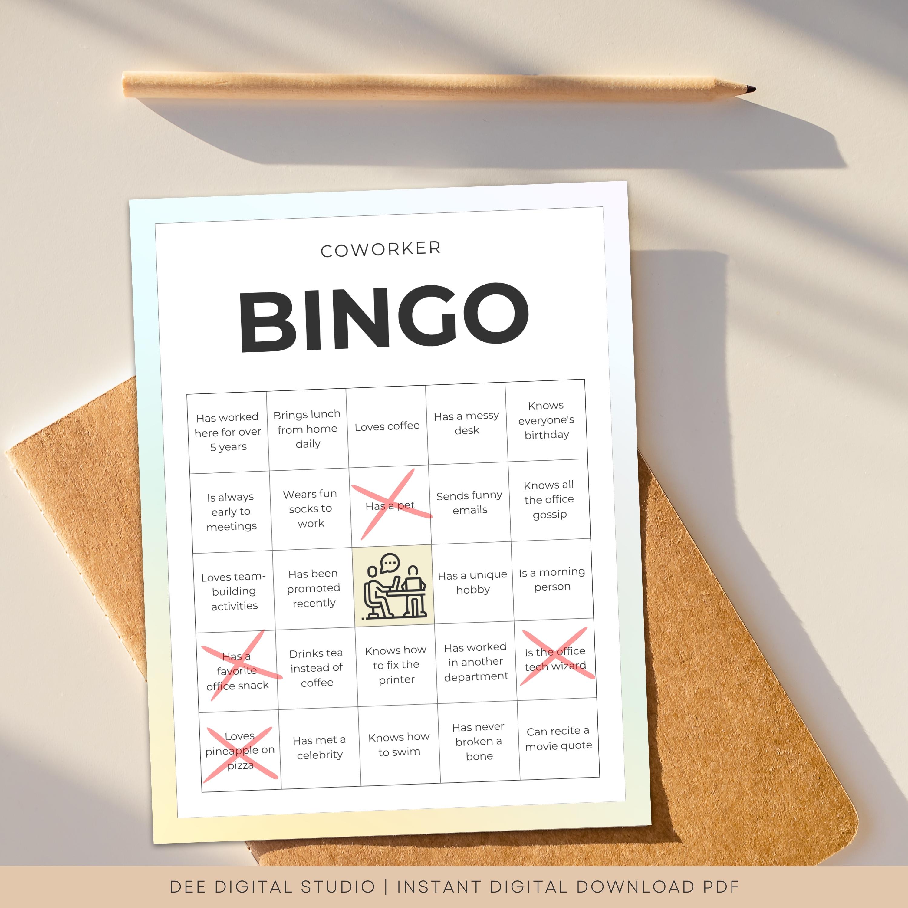 Coworker Bingo Card, Coworker Party, Instant Download PDF File ...