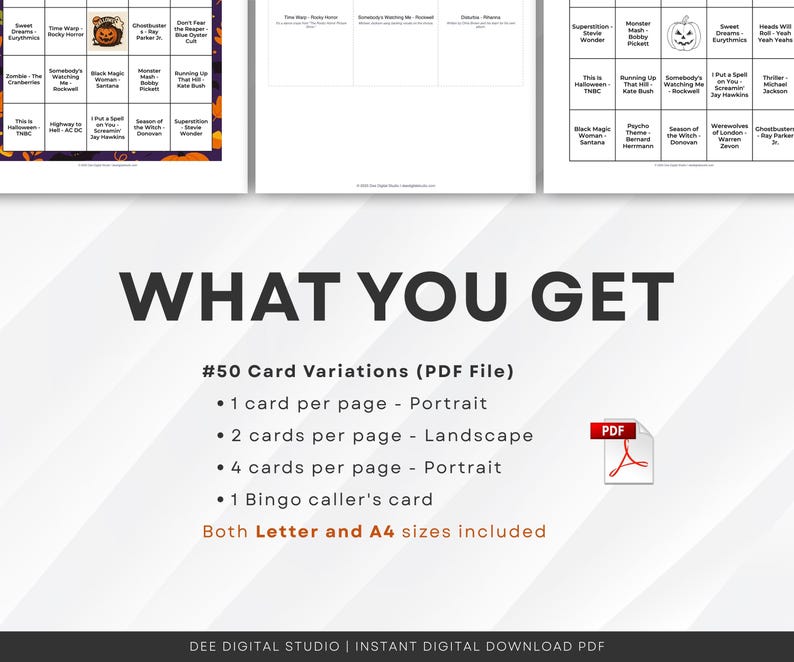 Halloween Music Bingo | Printable Game, 50 Unique Cards (instant ...