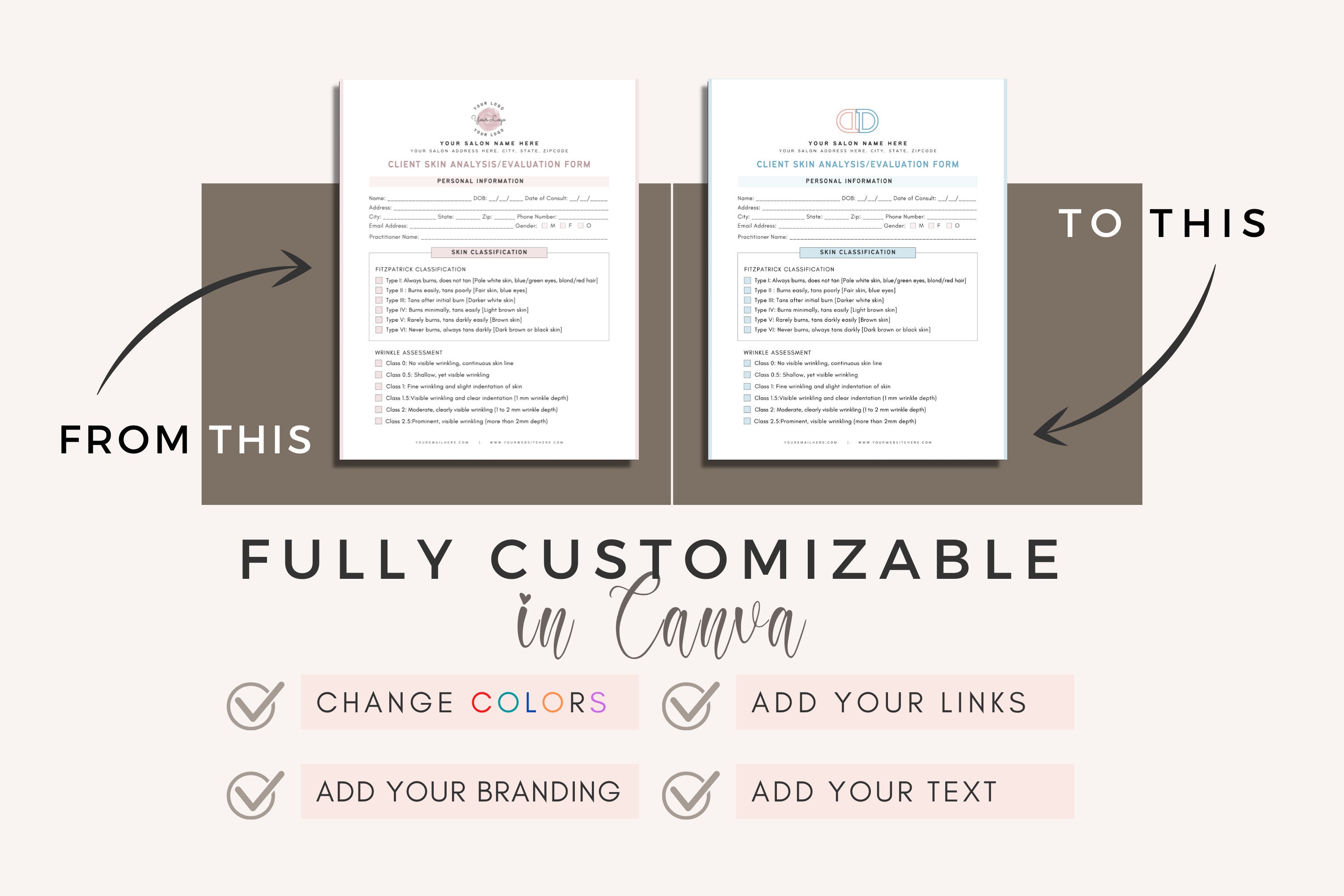 Client Skin Analysis | Skincare Plan | Editable Canva Template | Salon ...