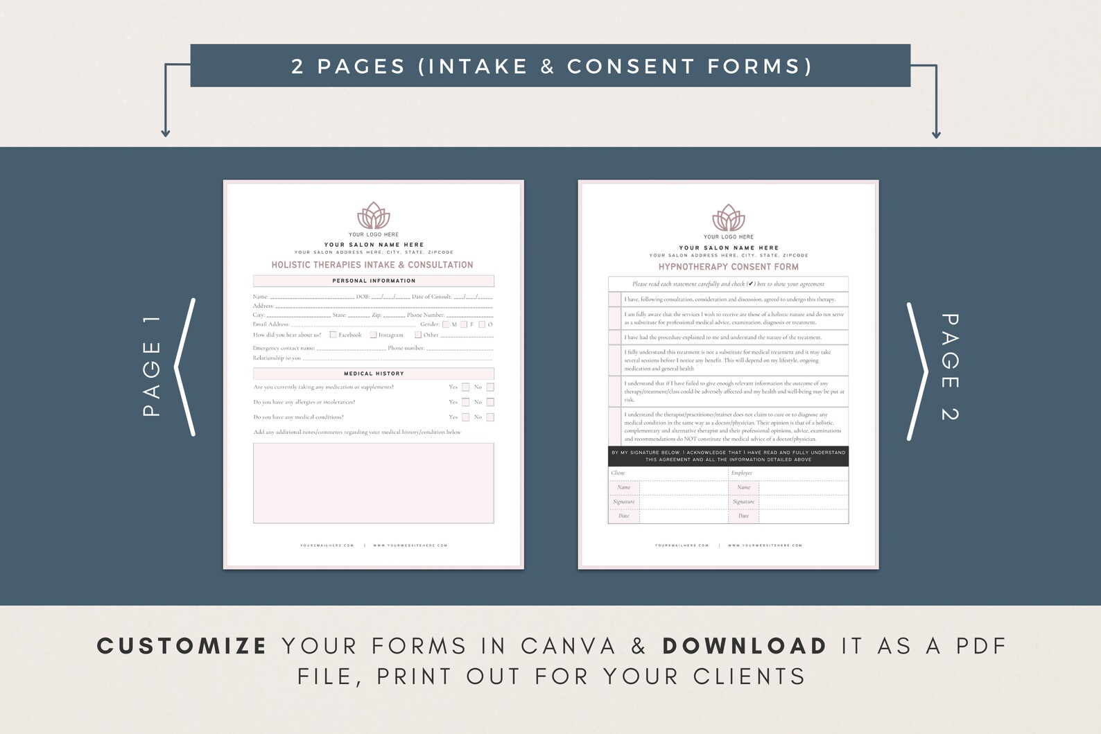 Holistic Therapy Intake | Canva Templates | Holistic Therapy Consent ...