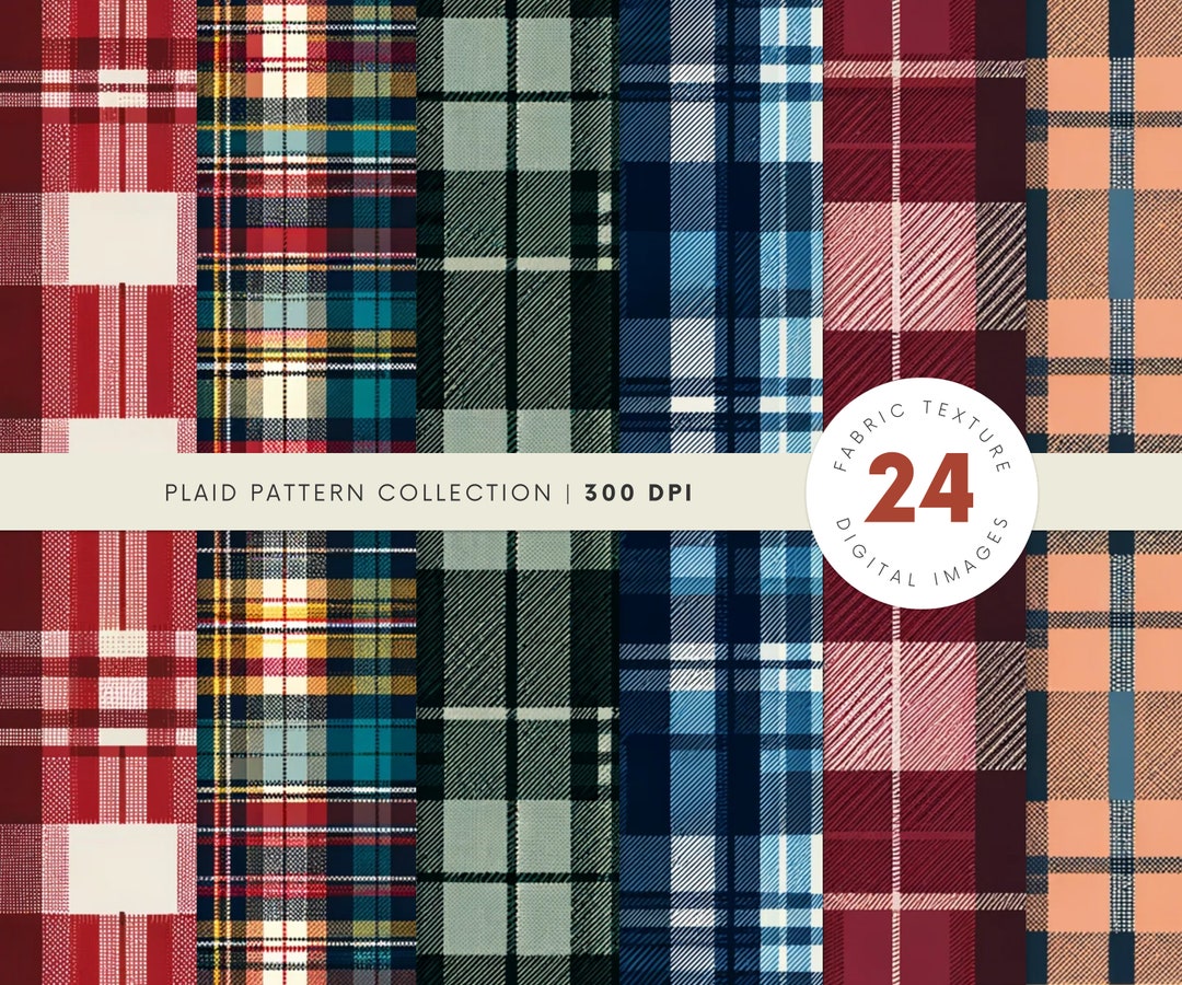Plaid Pattern Digital Paper, Digital Scrapbook Papers, Digital ...