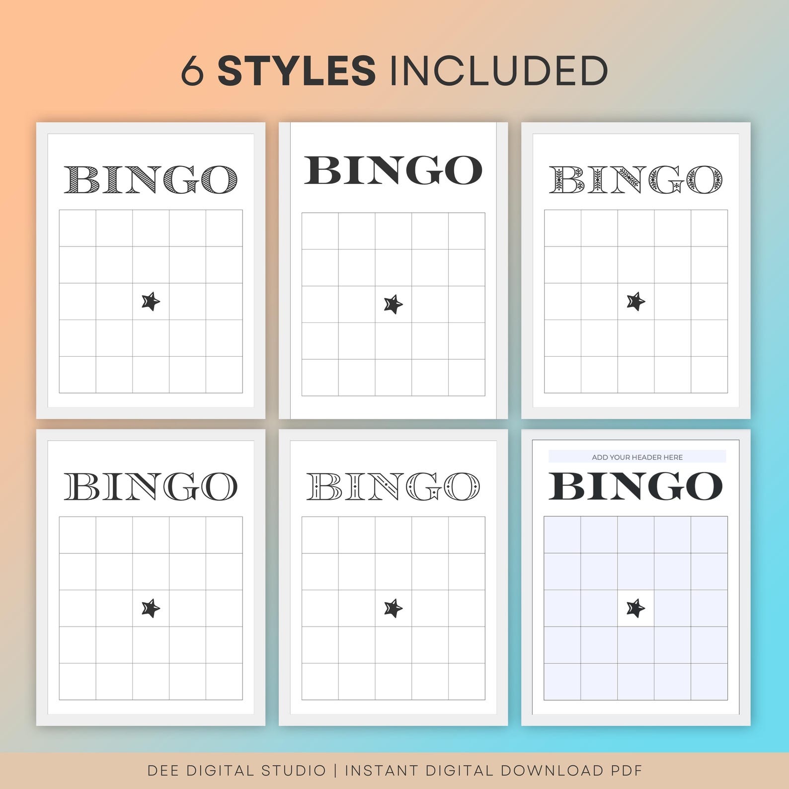 Blank Bingo Card Template: Fillable PDF (US Letter & A4) - Etsy