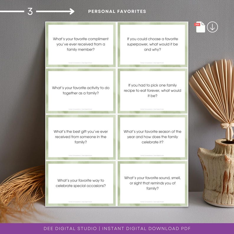 Family Icebreaker Cards: 120 Conversation Starters (digital Download ...