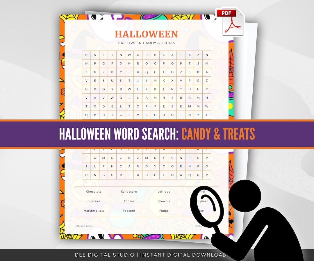 Halloween Candy Word Search | Kids Printable Game (PDF) - Etsy