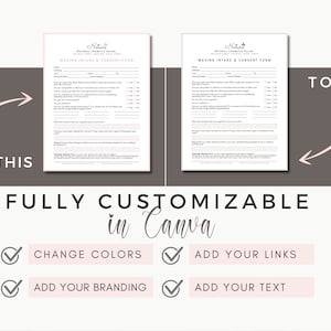 Waxing Intake Form Client Consent Forms Esthetician Canva Template ...