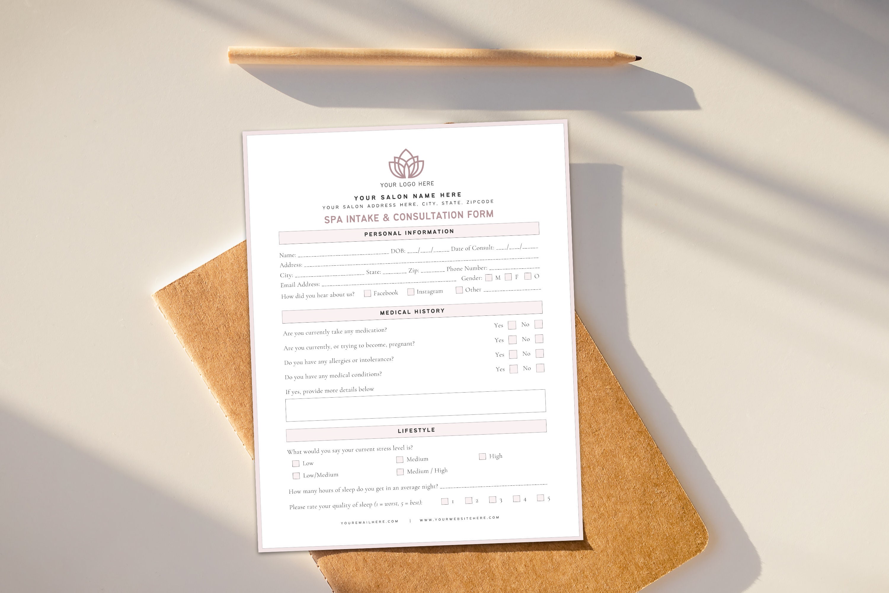 Spa Intake Canva Templates Med Spa Consent Form Spa Consultation Form ...