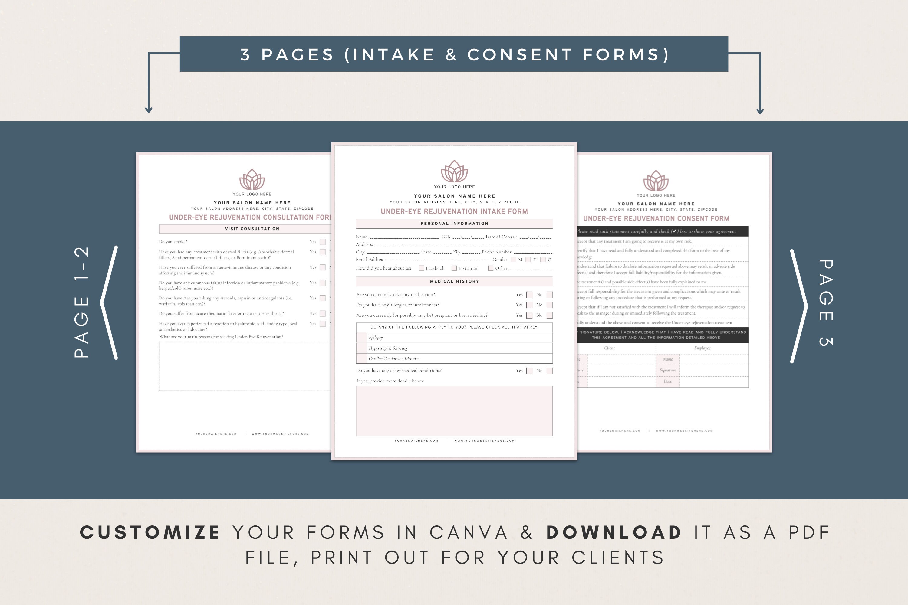 Under-eye Rejuvenation Intake Canva Templates Under-eye Rejuvenation ...