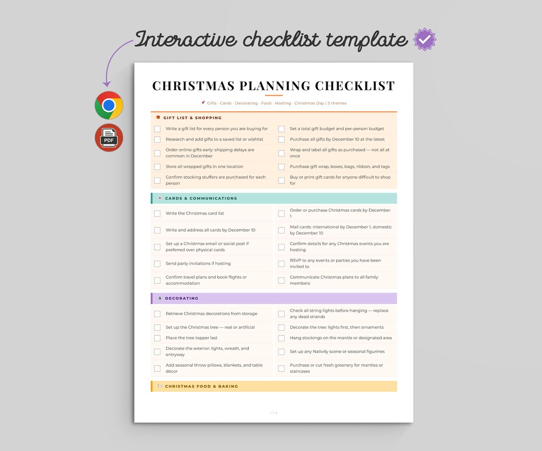 Christmas Planning Checklist Printable | Editable Holiday Organizer ...