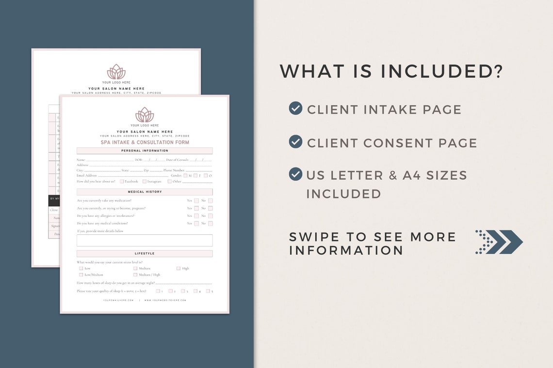 Spa Intake Canva Templates Med Spa Consent Form Spa - Etsy