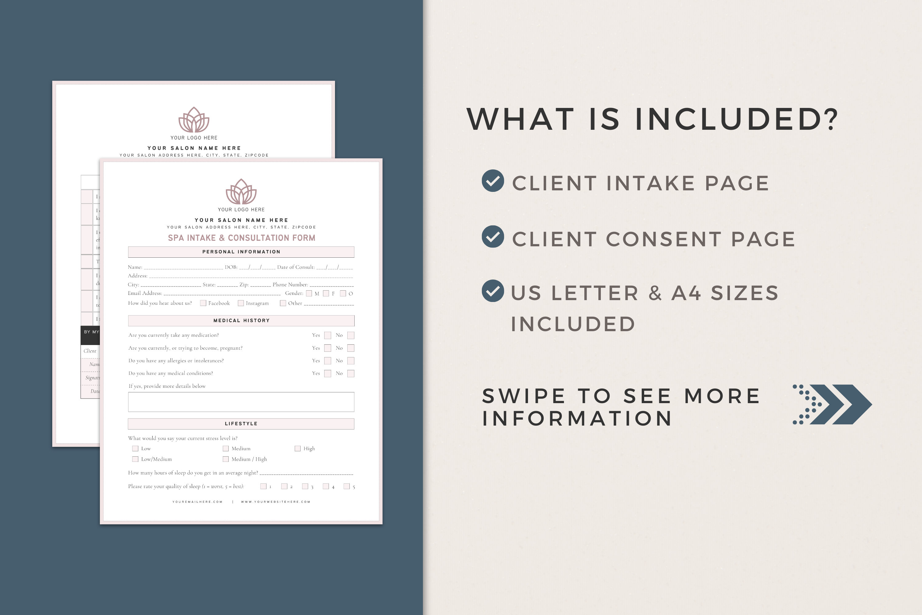 Spa Intake | Canva Templates | Med Spa Consent Form | Spa Consultation ...