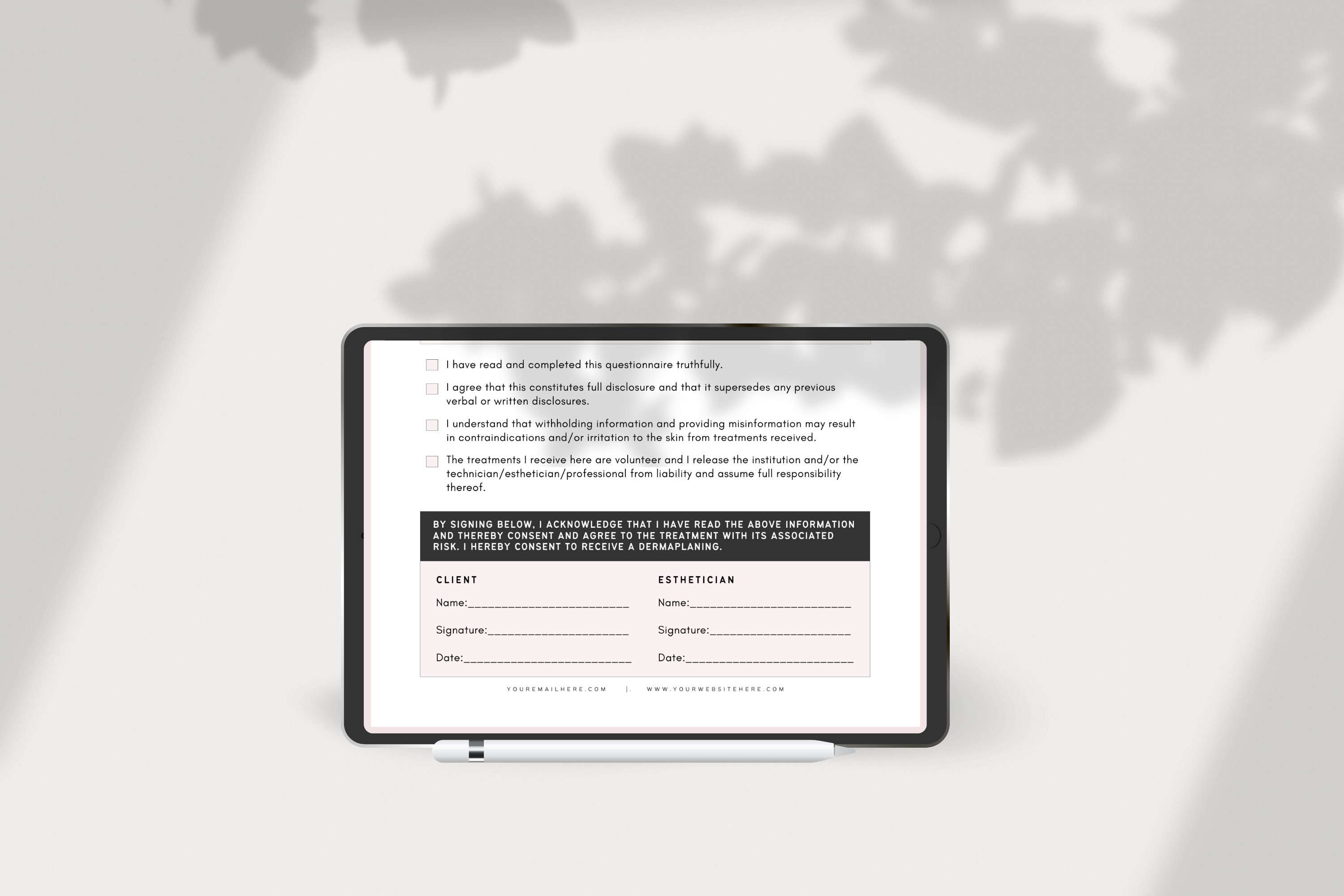 Acne Back Treatment Facial Intake Consent Form Editable Canva Template ...