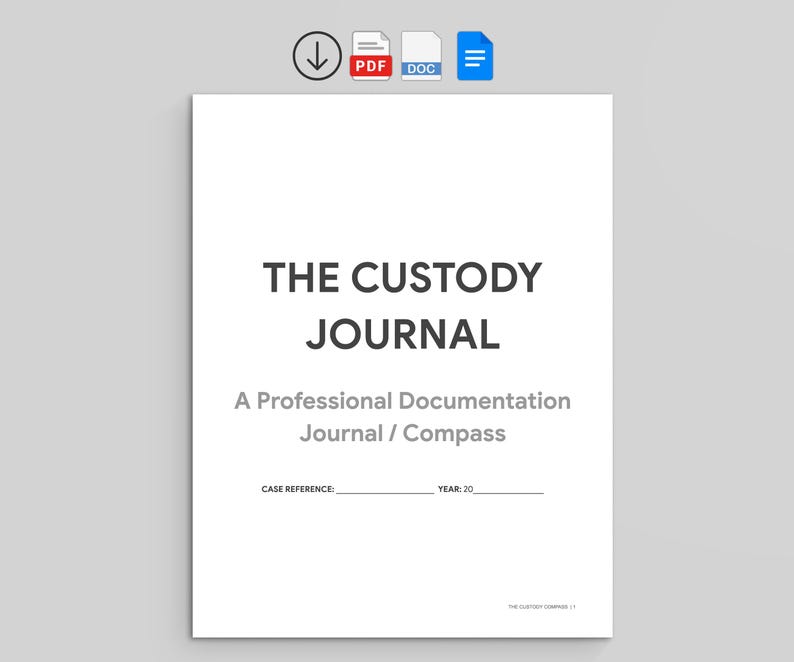 Custody Journal & Co-parenting Log - Evidence Tracker Printable | PDF ...