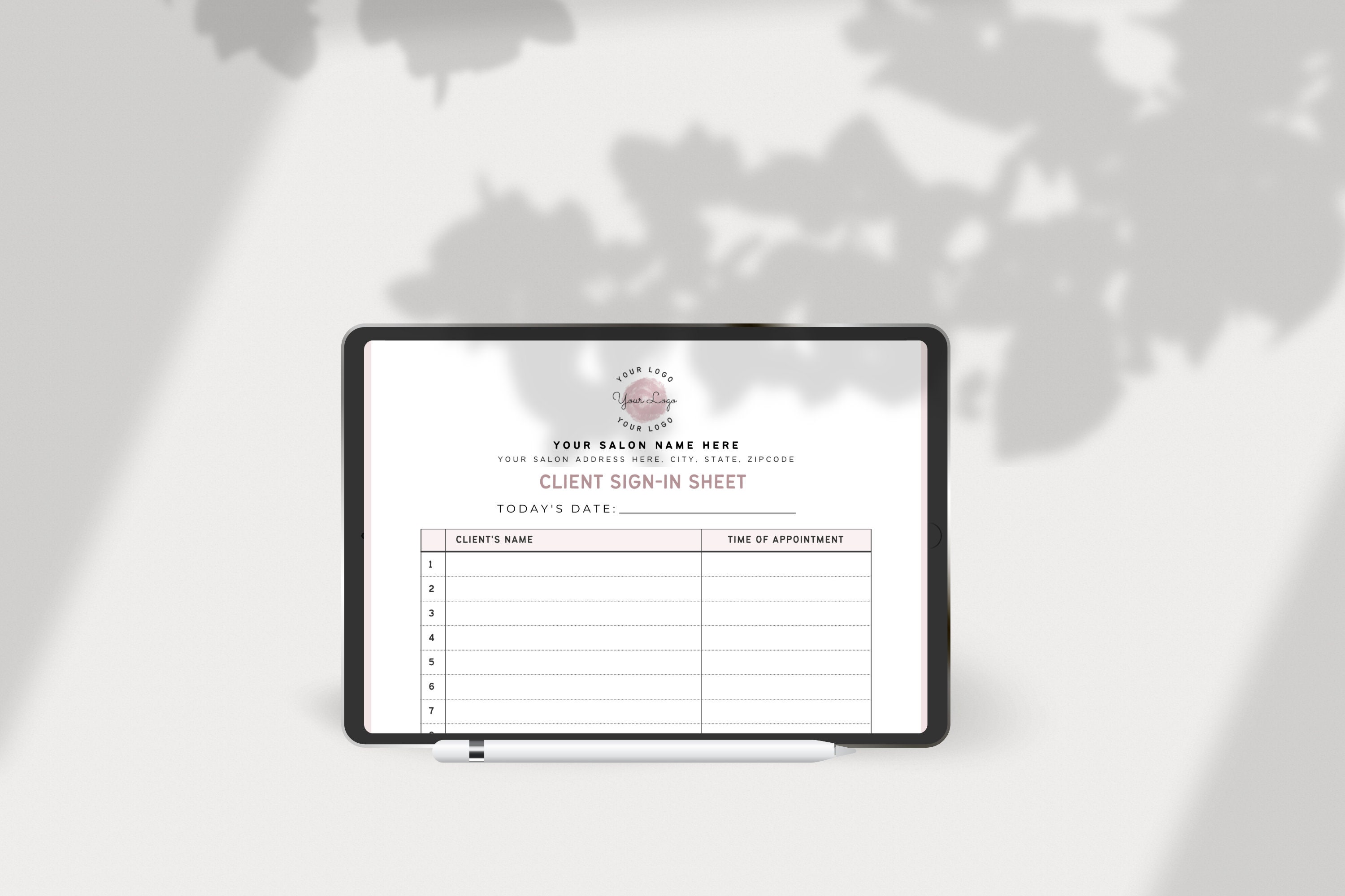 Client Sign-in Sheet Editable Canva Templates Office Client Check-in ...