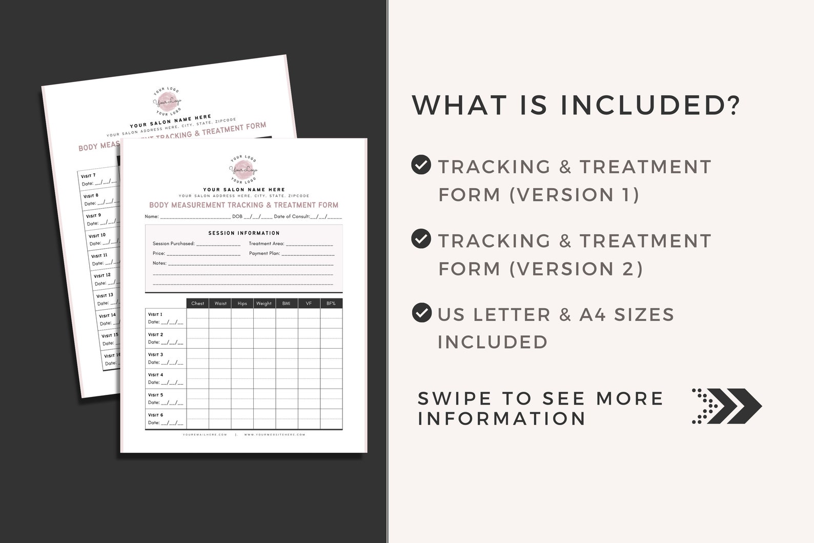 Body Measurement Result Tracker Form | Client Weight Loss | Canva ...