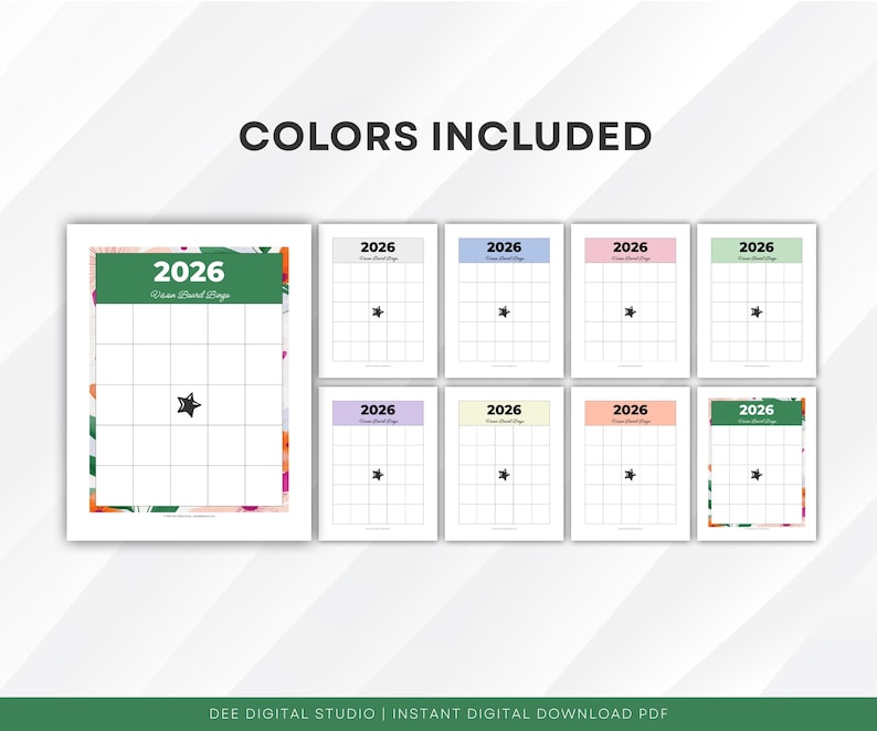 2026 Vision Board Bingo Cards | Printable Digital Goal Setting Game ...