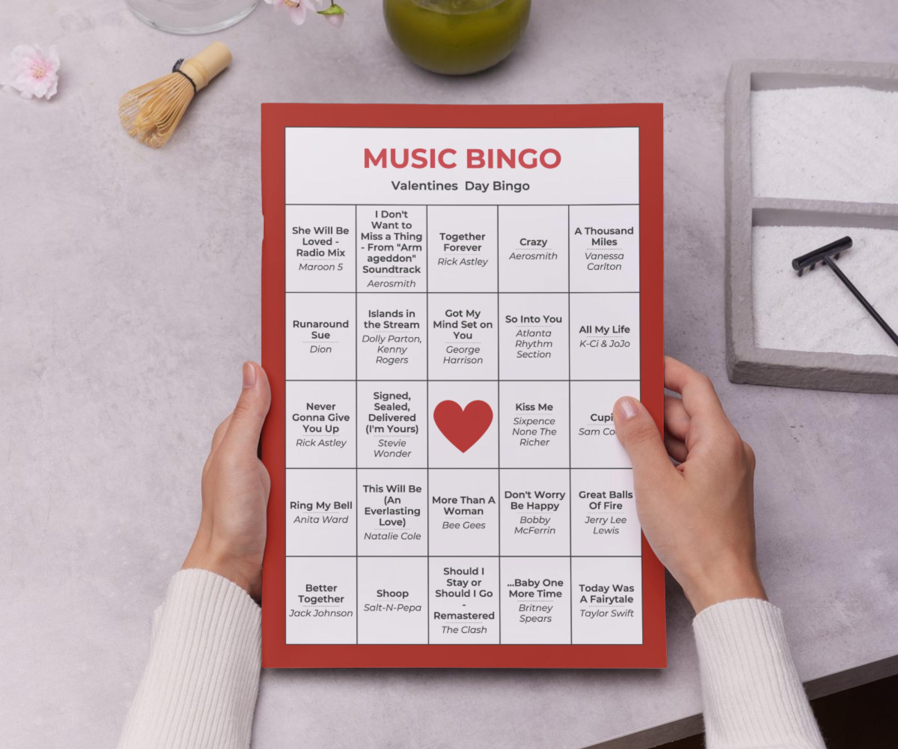 Valentine's Day Music Bingo Game | 100 Cards (printable PDF) - Etsy