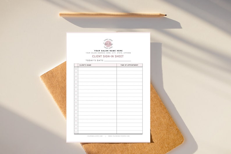 Client Sign-in Sheet Editable Canva Templates Office Client Check-in ...