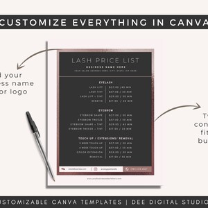 Lash and Brow Price List Template Price List Sheet - Etsy