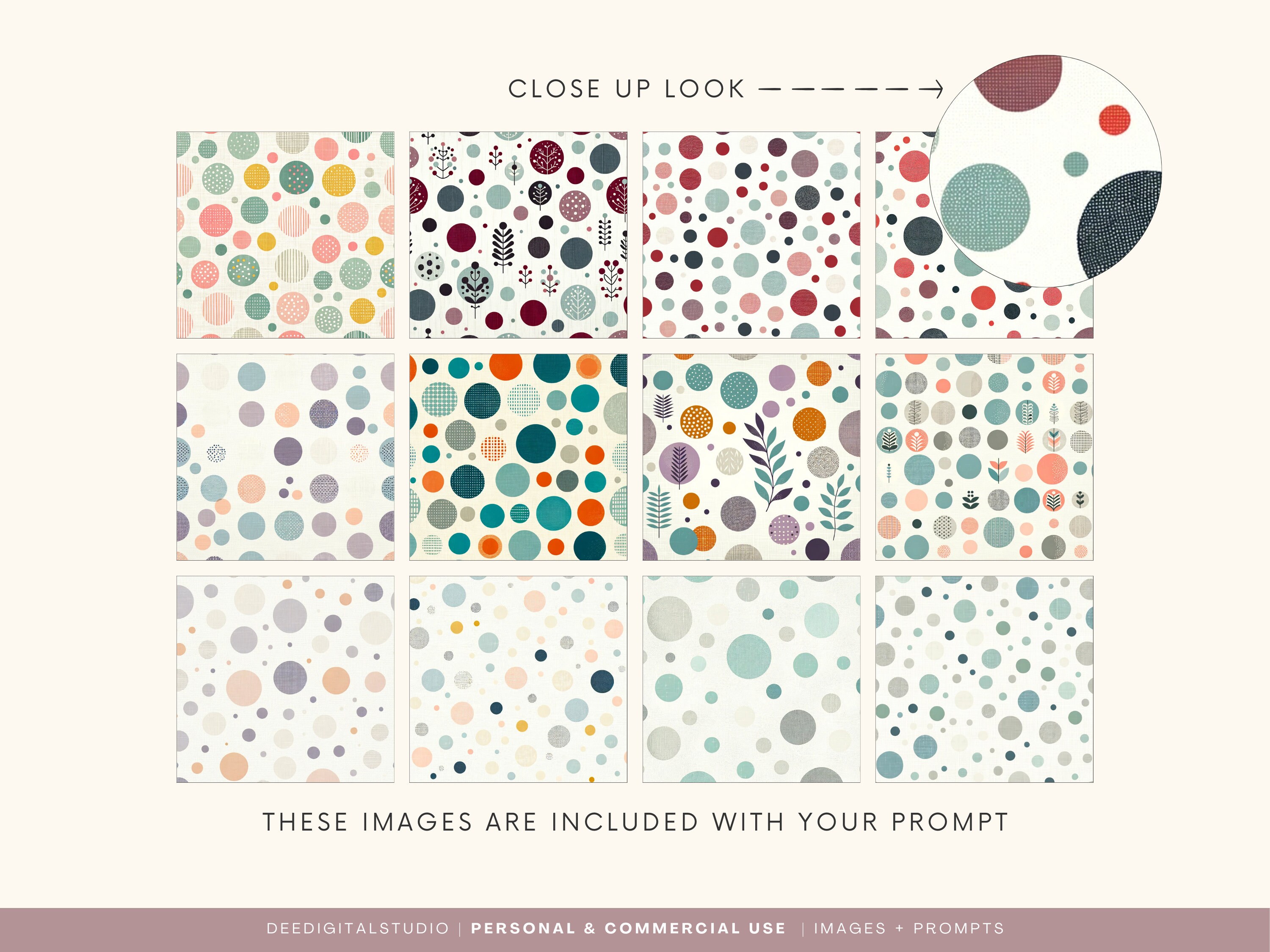 DALLE 3 Prompt Guide for Polka Dot Digital Pattern, Digital Scrapbook ...