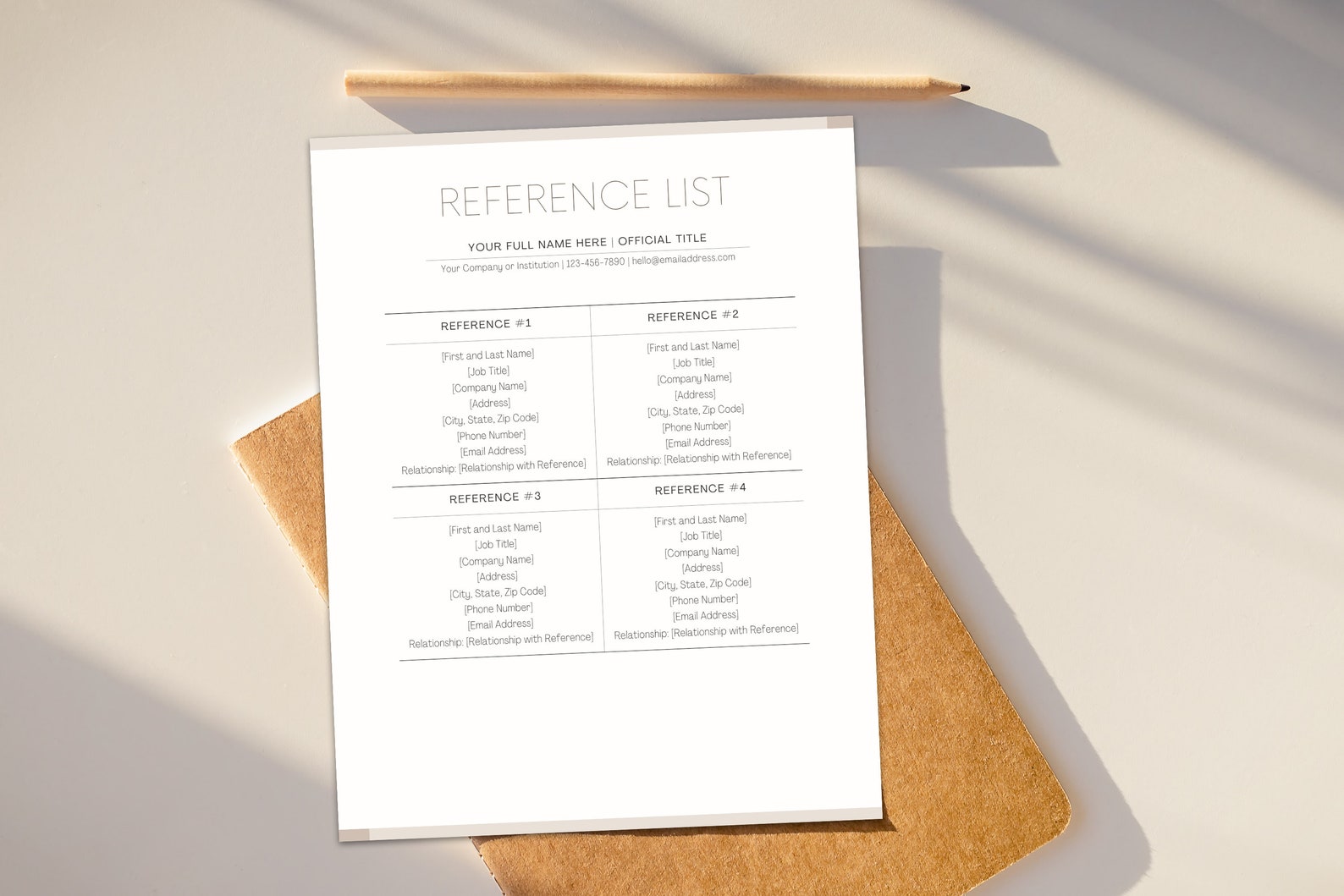 Minimalist Reference List Canva Template (digital Download) - Etsy