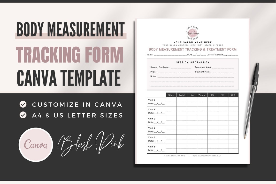 Body Measurement Result Tracker Form Client Weight Loss - Etsy