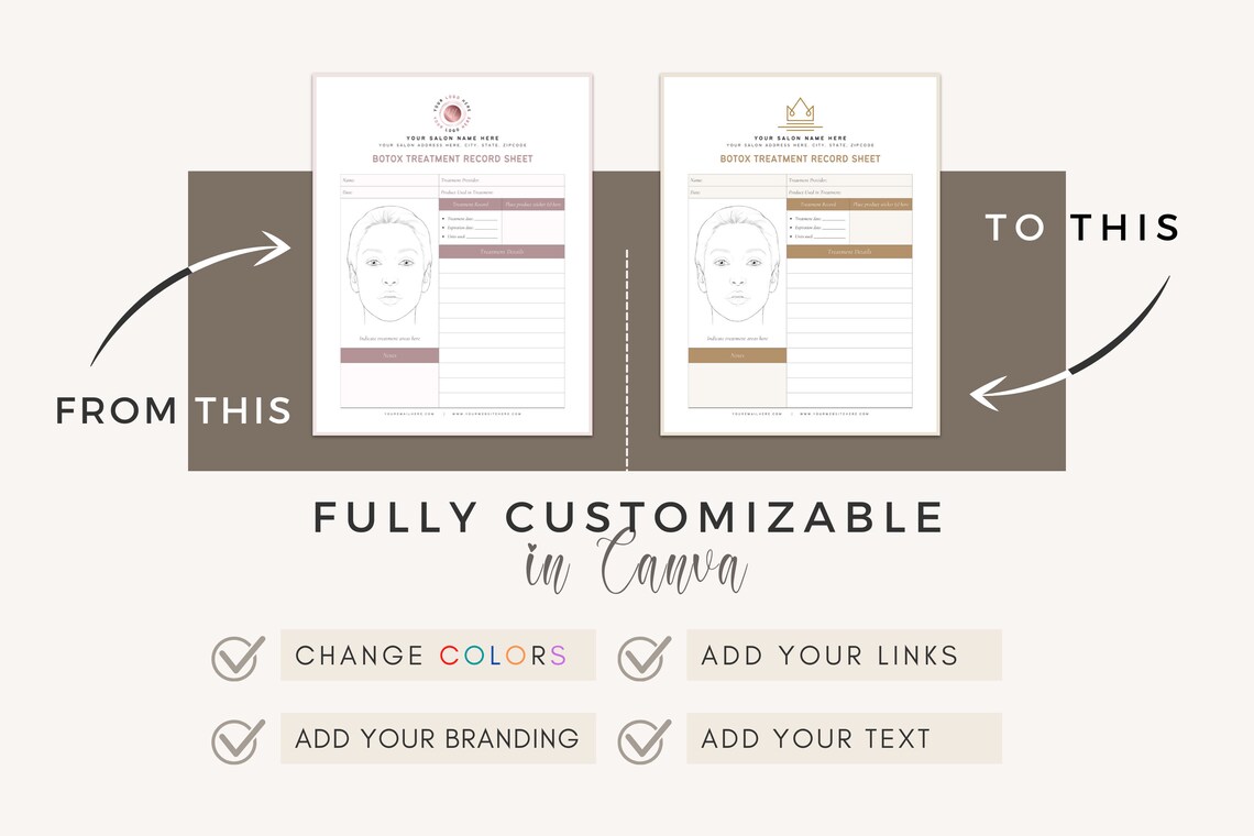 Botox Injection Treatment Record Form Canva Templates - Etsy