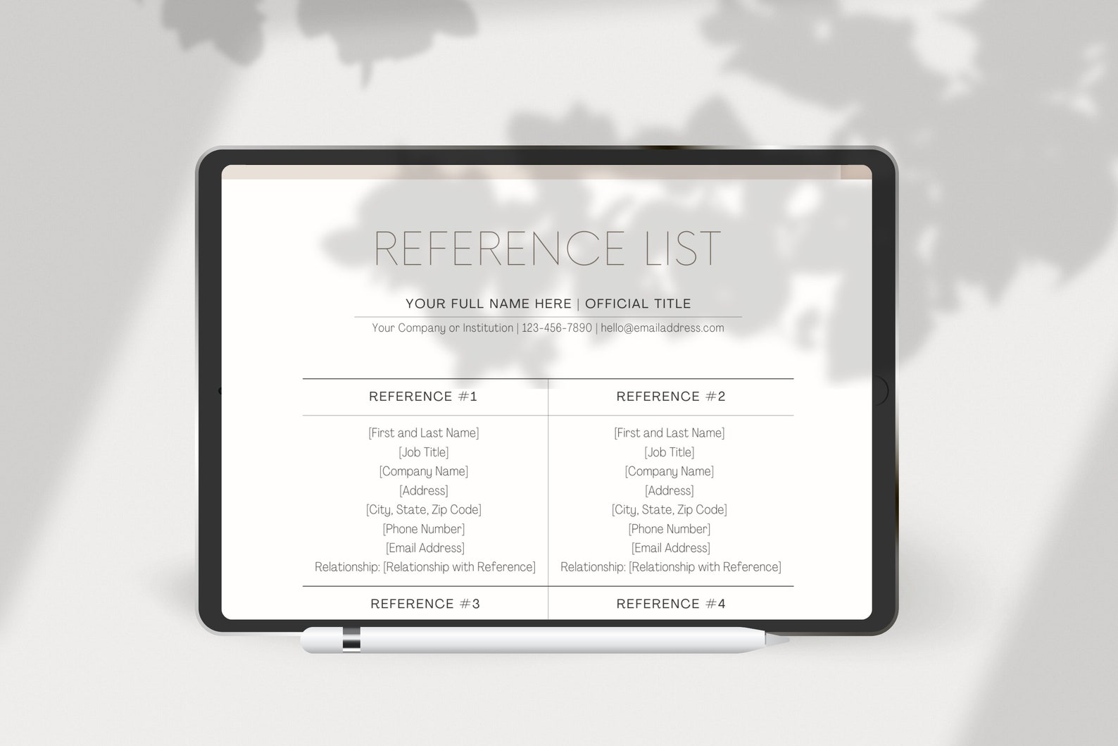 Minimalist Reference List Canva Template (digital Download) - Etsy