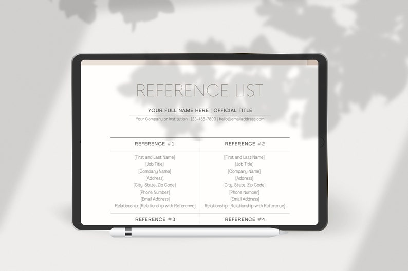 Minimalist Reference List Canva Template (digital Download) - Etsy