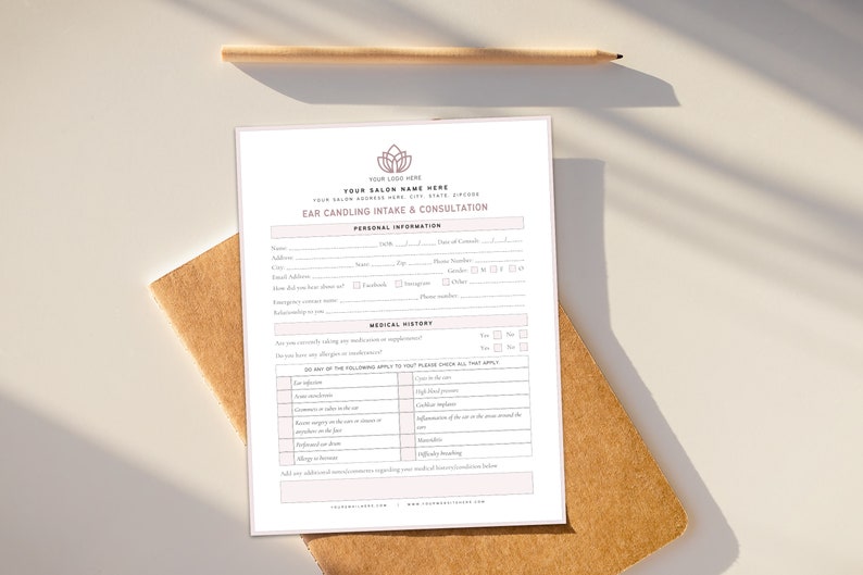 Ear Candling Intake Canva Templates Ear Candling Consent Form Ear ...