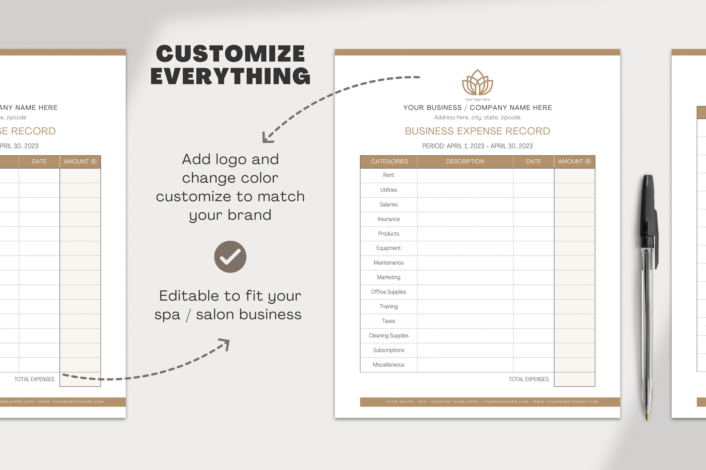 Salon Business Expense Record: Editable Canva Template (digital ...