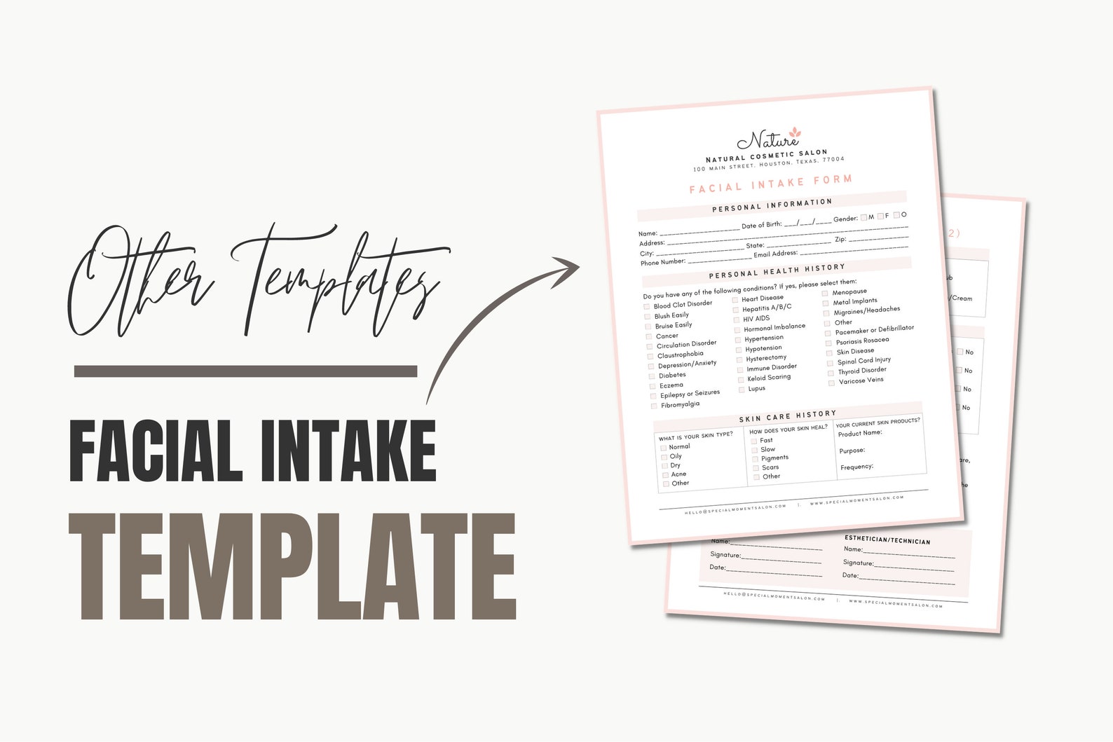 Microblading Consultation and Consent Forms Esthetician Canva Templates ...