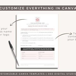 Photo or Video Release Form | Photo Waiver | Editable Canva Template ...