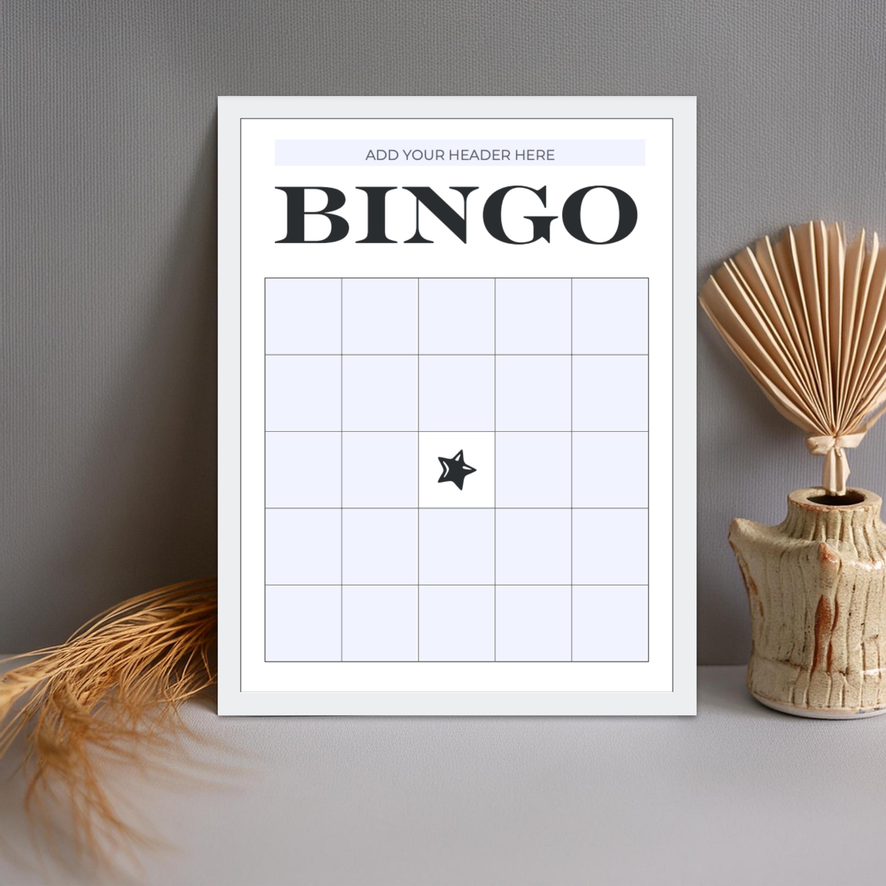 Blank Bingo Card Template: Fillable PDF (US Letter & A4) - Etsy