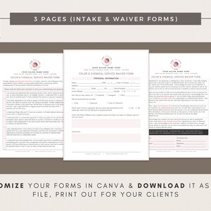 Hair Color Treatment Waiver Form: Salon Business Canva Template ...