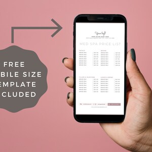 Med Spa Salon Price List Template: Editable Canva Design (digital ...