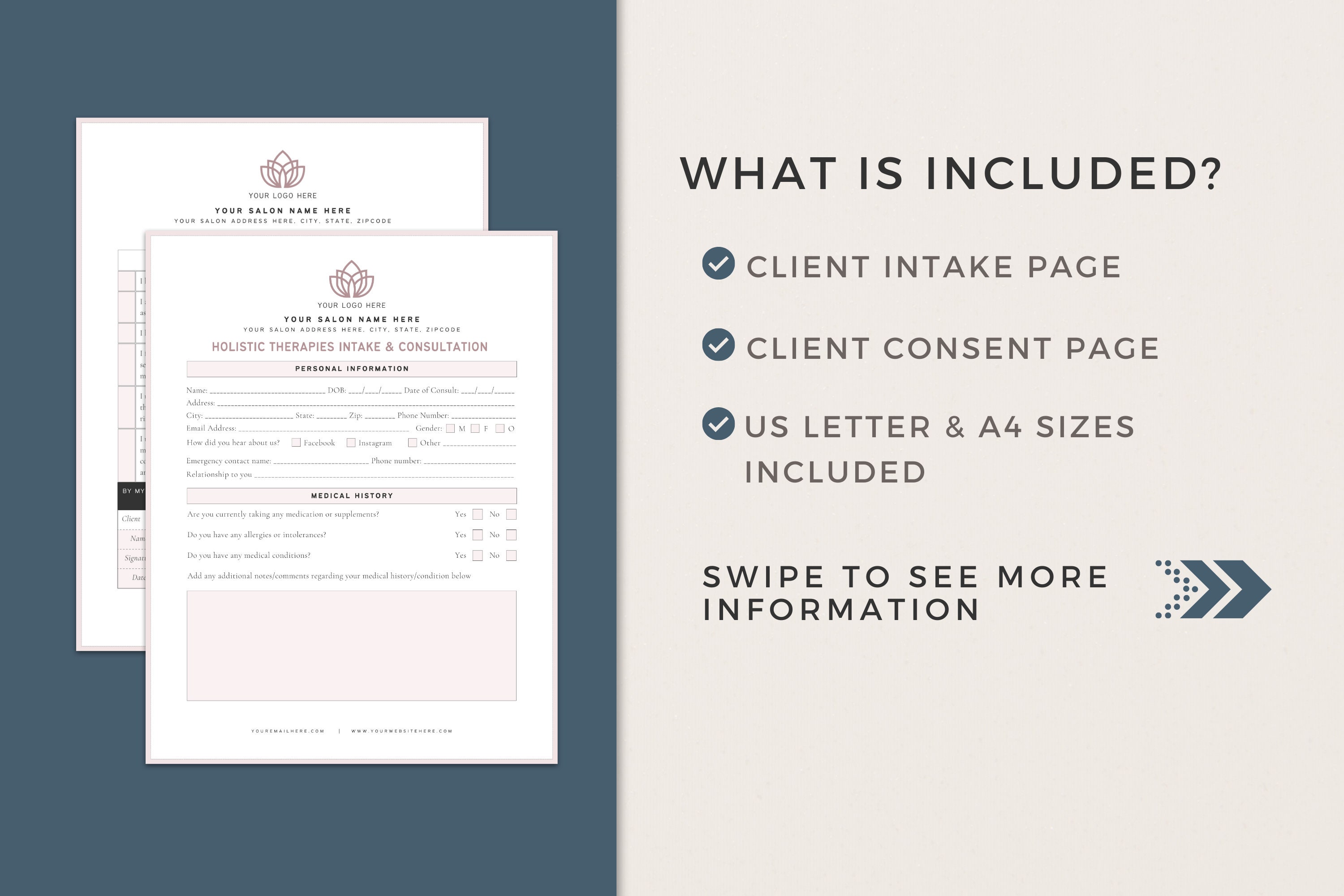 Holistic Therapy Intake Canva Templates Holistic Therapy Consent Form ...