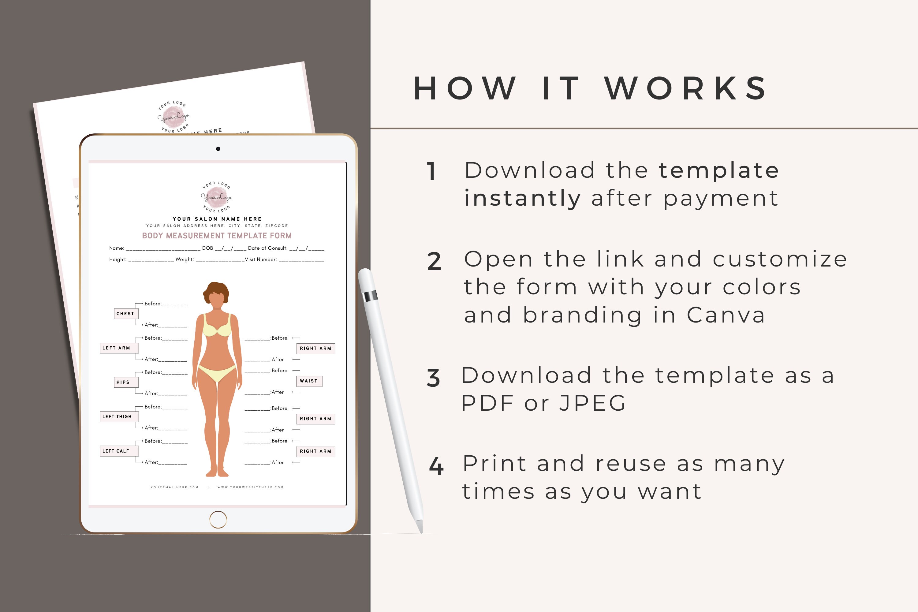 Body Measurement Form Client Body Measurement Intake Canva Templates ...