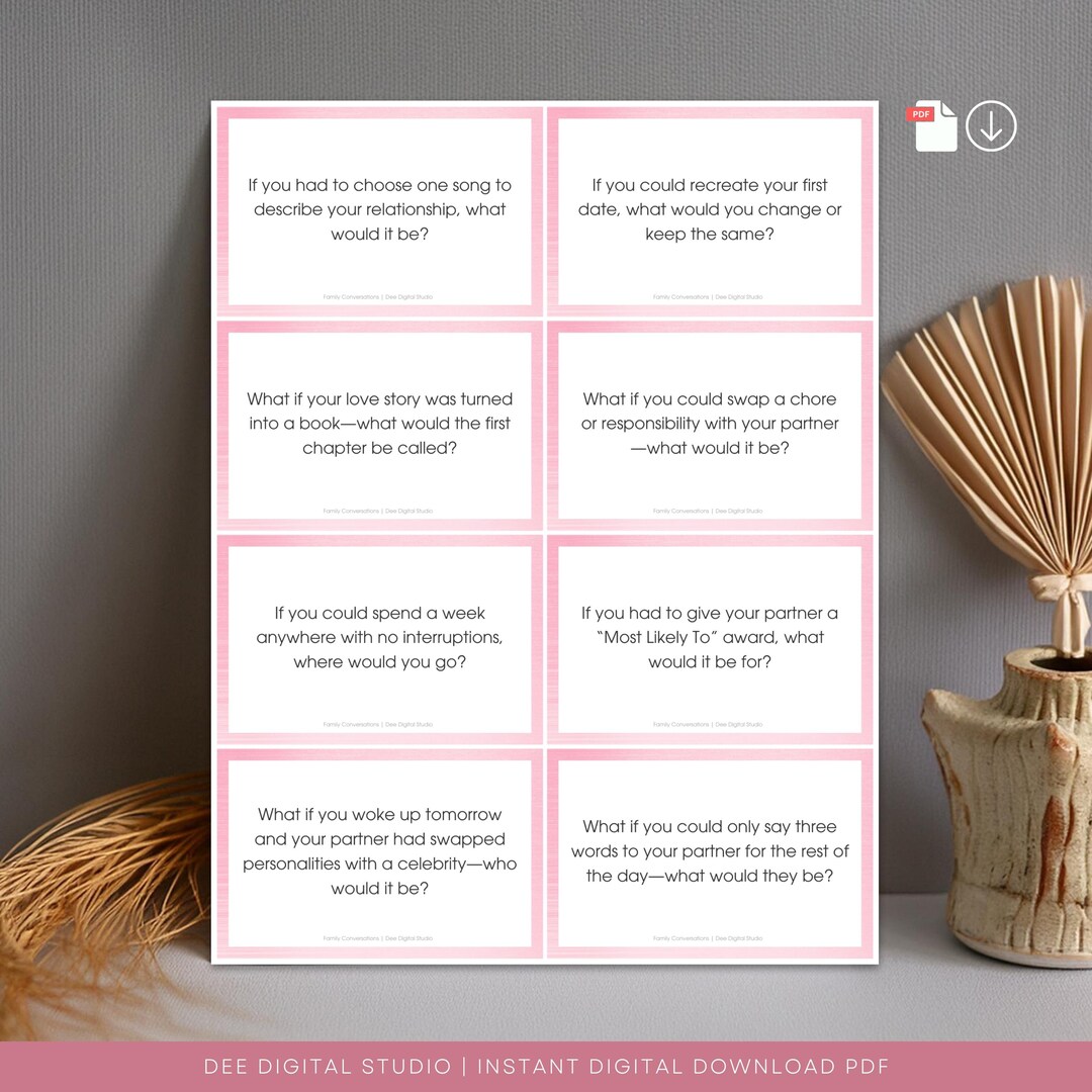 Couples Conversation Starter Cards, Icebreaker Conversation Cards ...